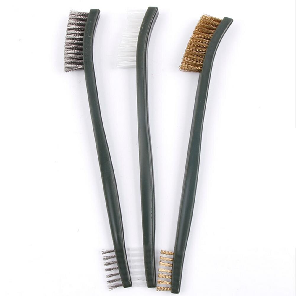 3 - Piece Mini Wire Brush Set Steel Brass Nylon Cl... – Grandado