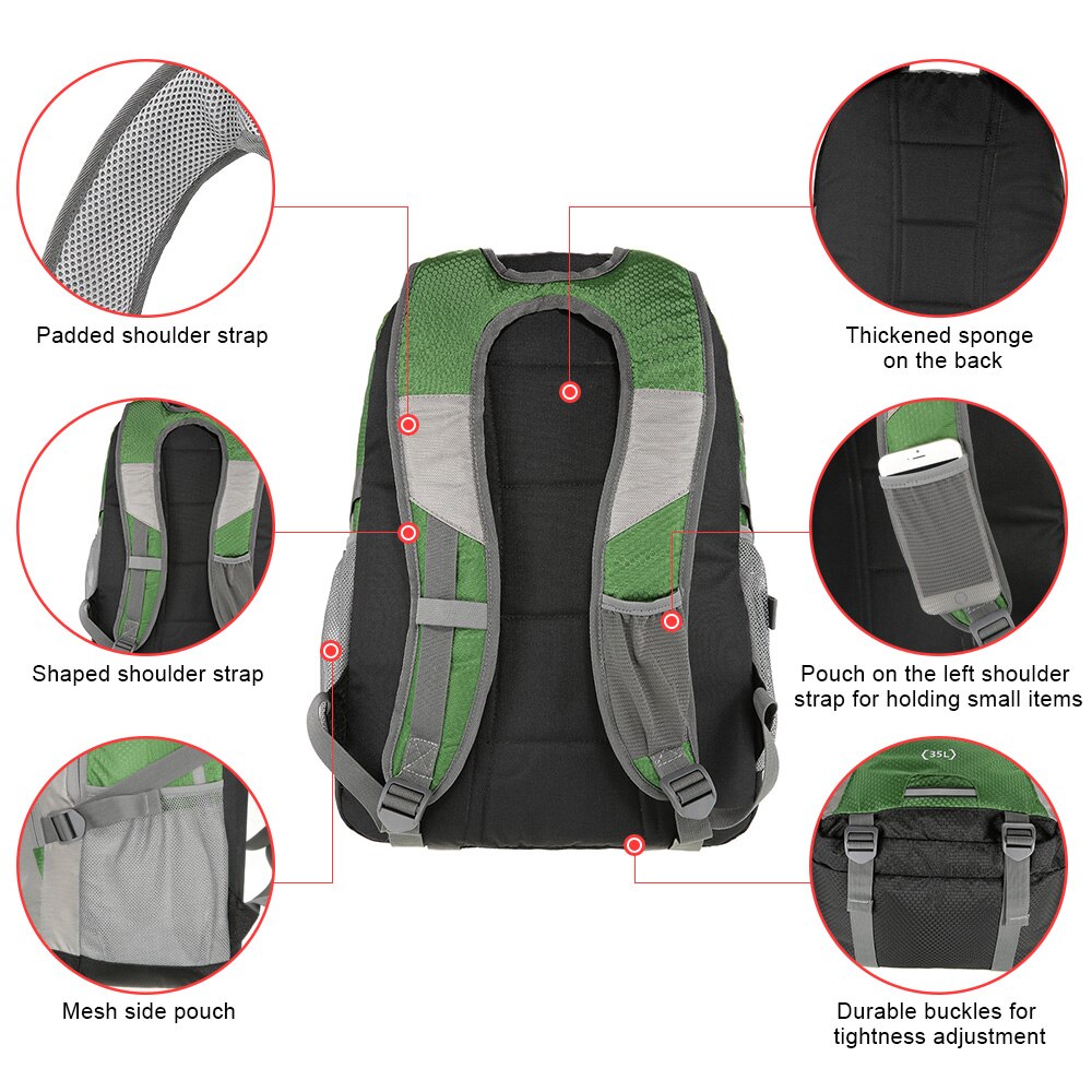 Tomshoo 35L Outdoor Sport Backpack Nylon Pack Trav... – Grandado