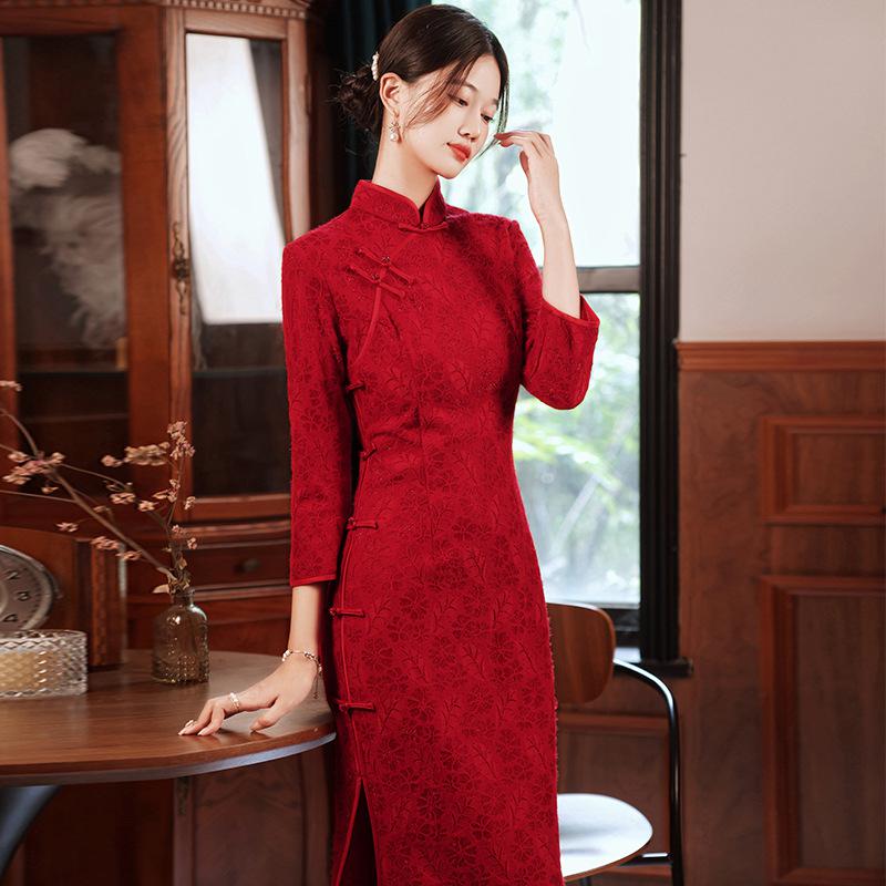 Flower Satin Sexy Qipao Slim Vintage Button Banque... – Grandado