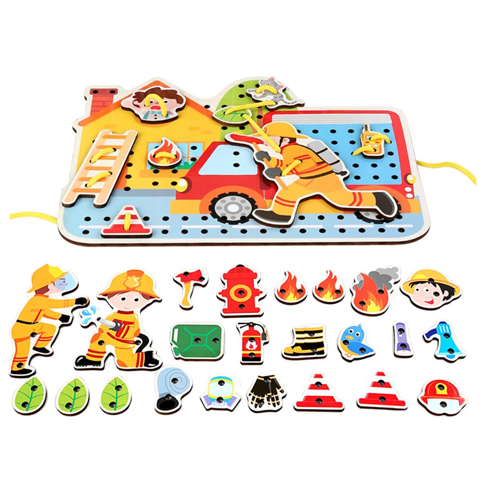 1 Set Funny Lacing for Toddlers Wooden Fire Truck ... – Grandado