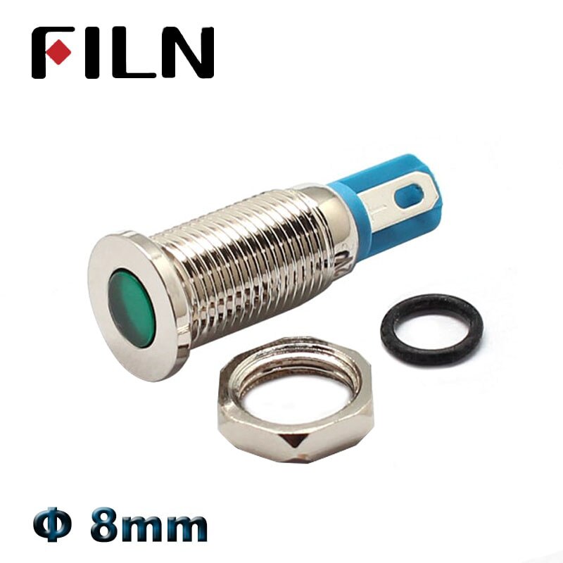 FILN 8mm 12v led chrome metal indicator light red ... – Vicedeal