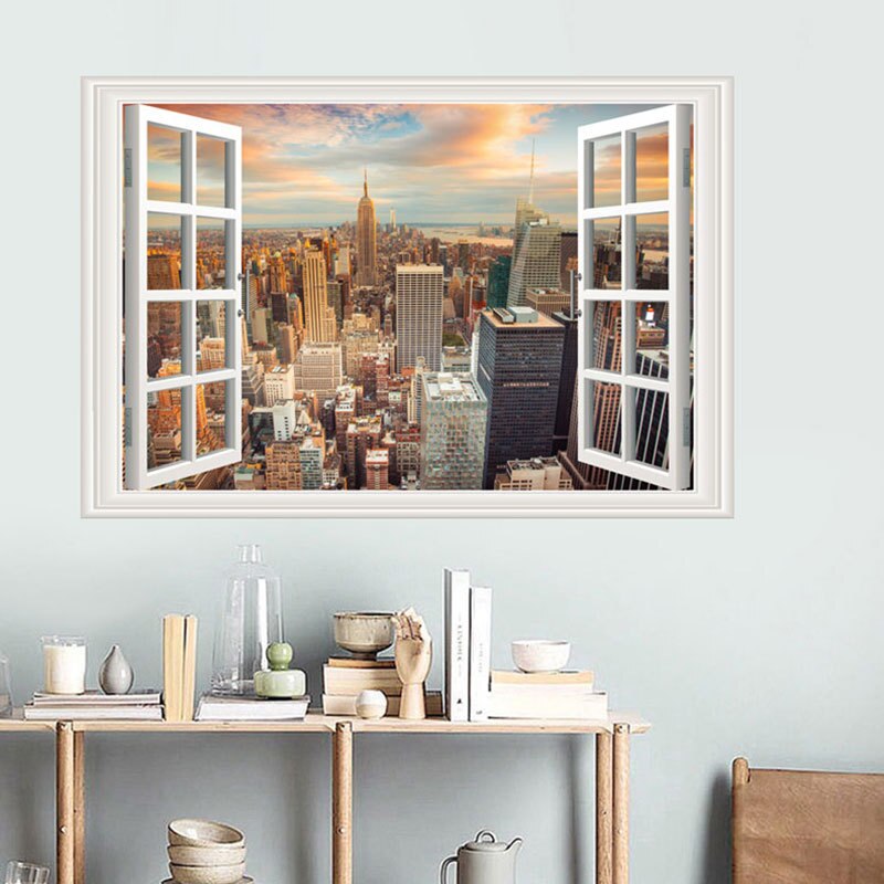 3D False Window Wall Sticker Building Living Room ... – Grandado