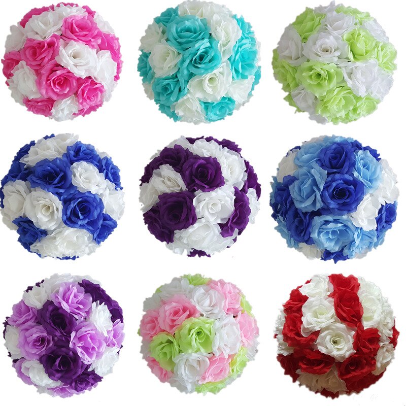 8"(20cm) Red Silk Rose Flowers Ball Wedding K... – Vicedeal
