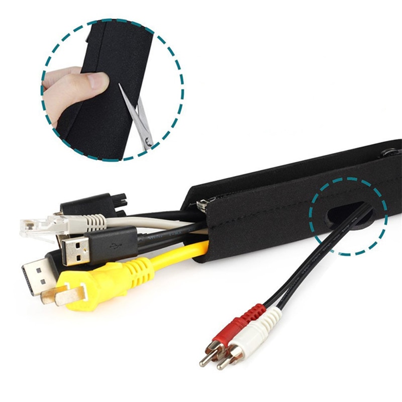 DIY Cable Management Sleeve Zipper Closure Wrap Wi... – Vicedeal