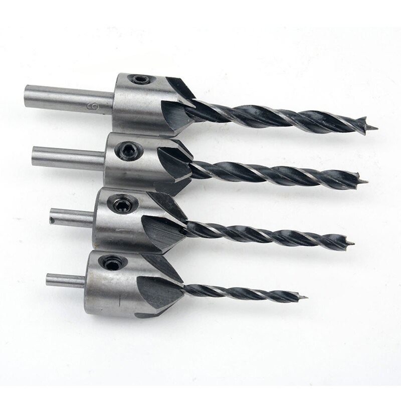 4pcs 3mm-6mm Wood Countersink Drill Set HCS 5 Flut... – Grandado