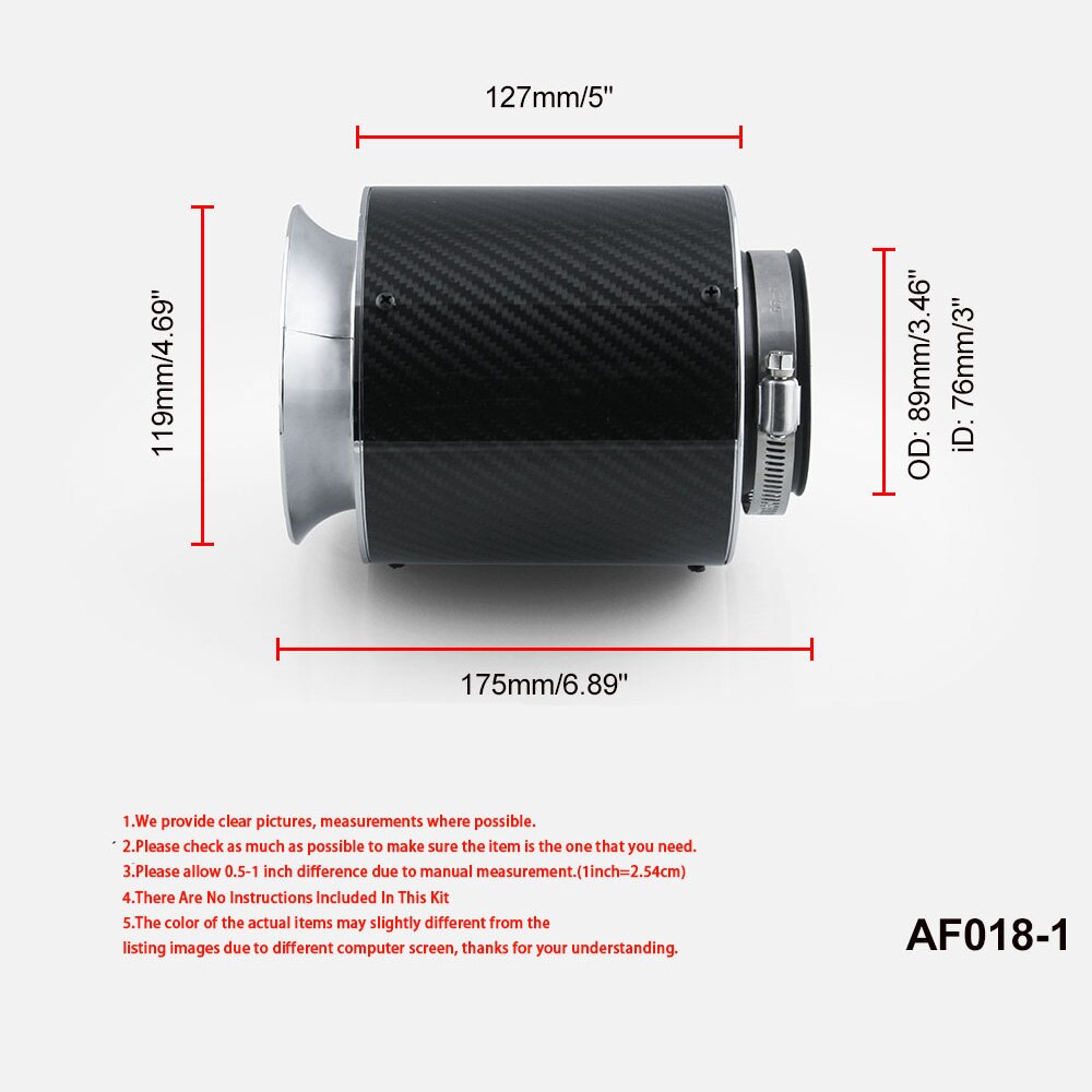 3inch Inlet Carbon Fiber Look Hi-Flow Air Filter F... – Grandado