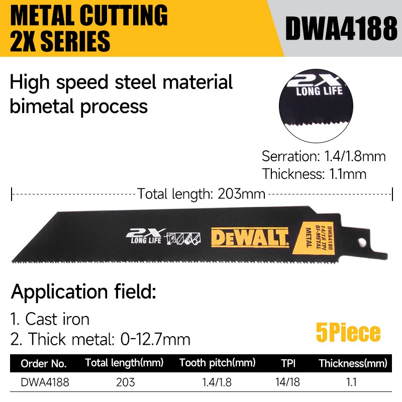 DEWALT 5pcs Reciprocating Saw Blades With Straight... – Vicedeal