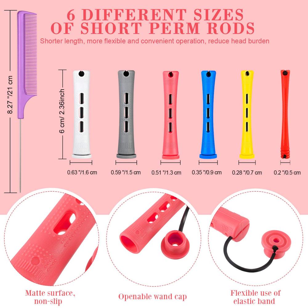 72 Pieces Hair Perm Rods Short Cold Wave Rods Plas... – Grandado