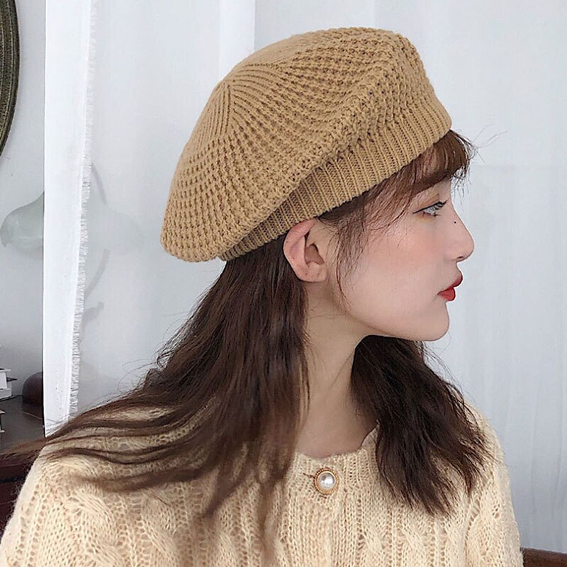 Autumn Winter Knitted Beret Female Japanese Soft S... – Vicedeal