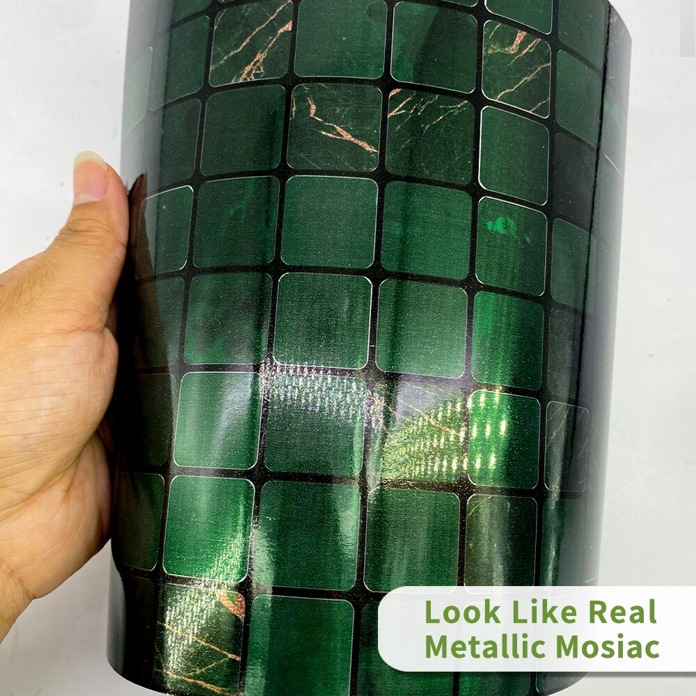 Funlife® Emerald Metallic Mosaic Tile Sticker Peel... – Grandado