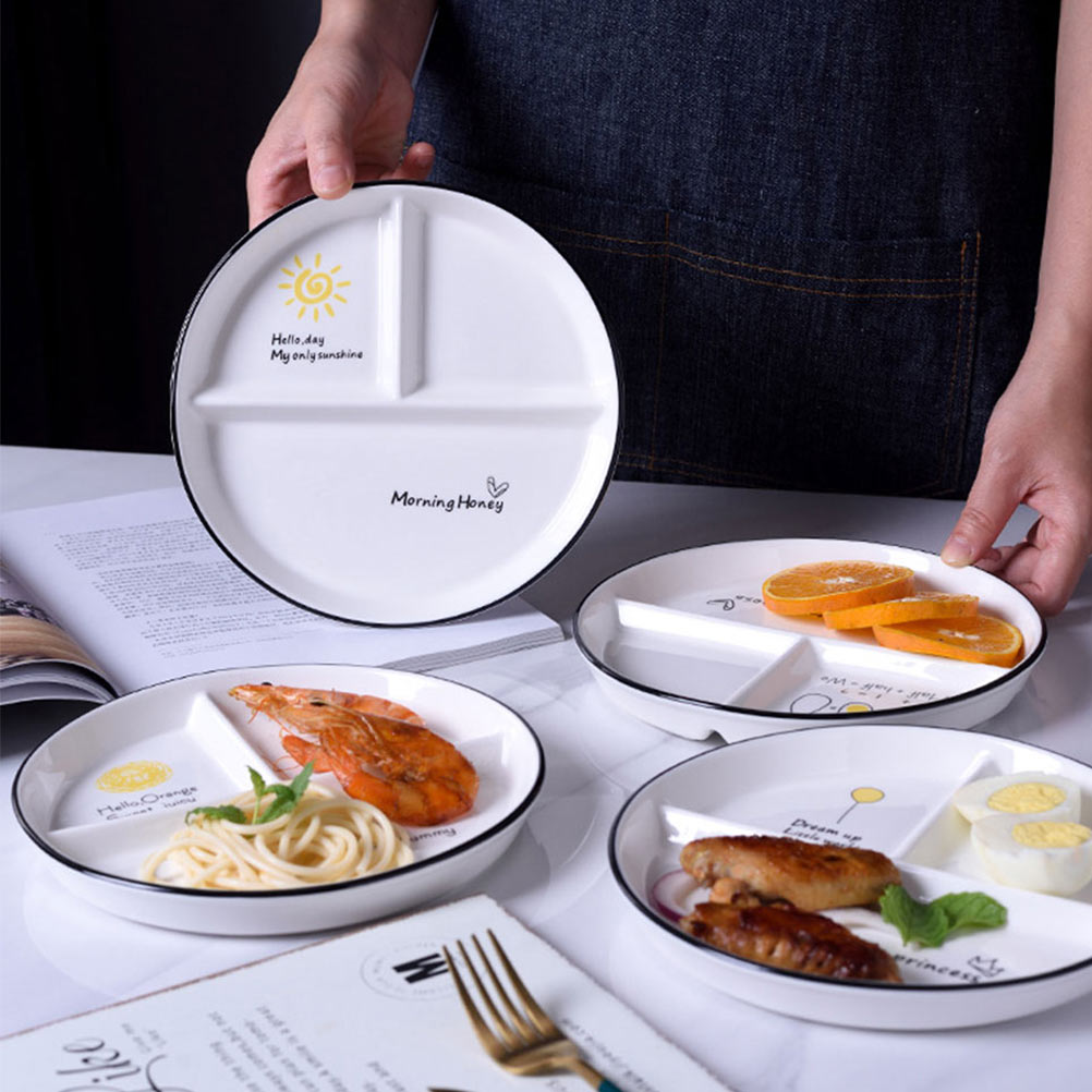 2pcs 3-Grid Plates Diet Dining Plates Food Serving... – Grandado