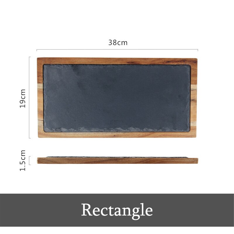 Natural Wood Steak Serving Plates With Slate Stone... – Vicedeal