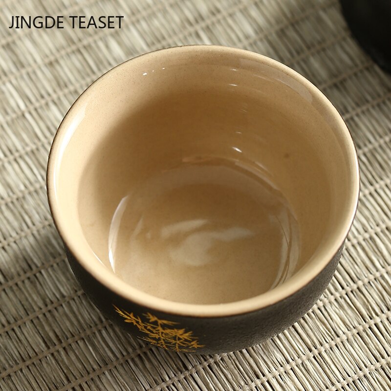 4 pcs/lot Retro Black pottery Teacup Coffee cup Ce... – Grandado
