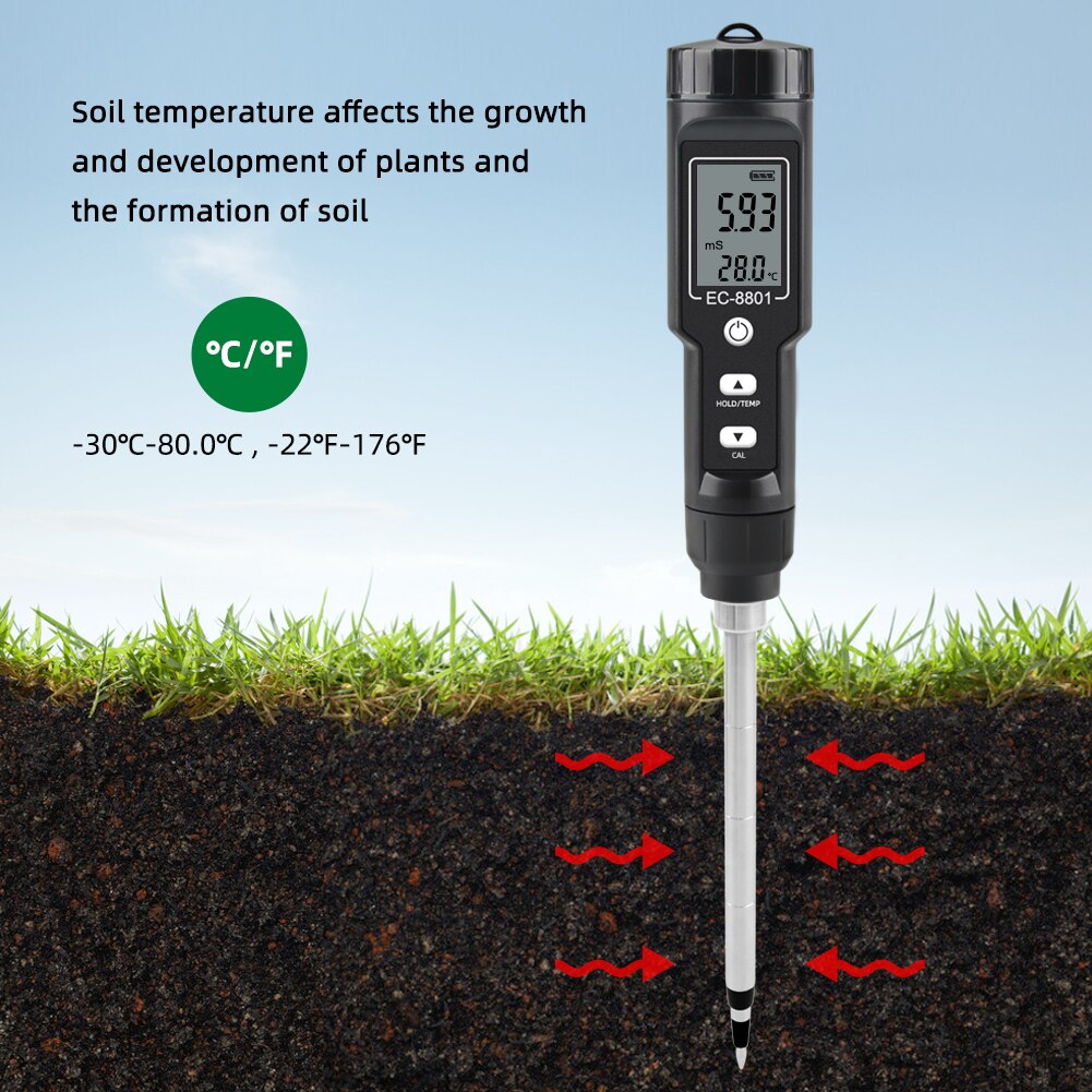 Digital Waterproof EC Soil Tester Temperature Mete... – Grandado