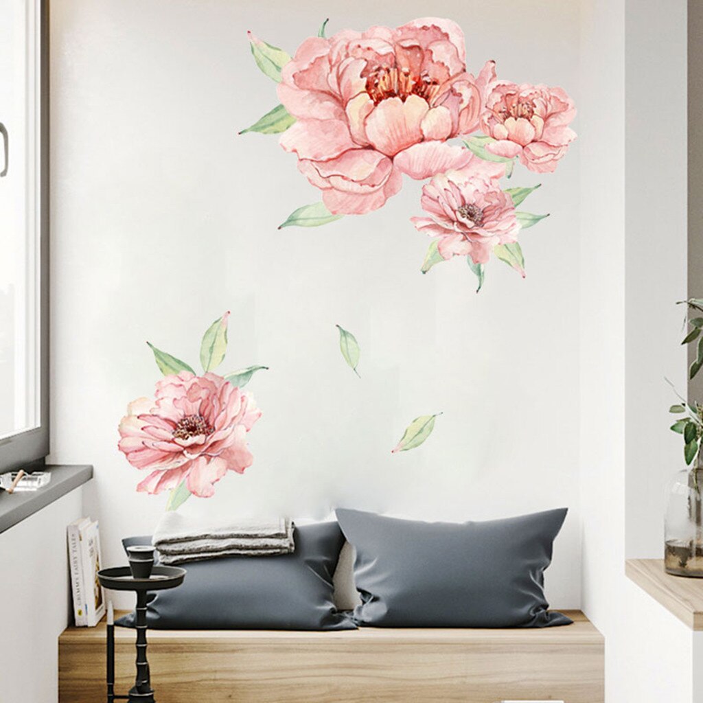 Peony Rose Flowers Wall Sticker Home Decor Art Nur... – Grandado