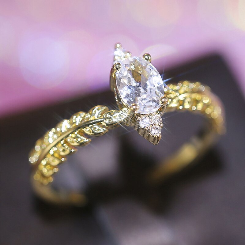 Huitan Luxe Goud Kleur Vrouwen Engagement Ringen S... – Vicedeal