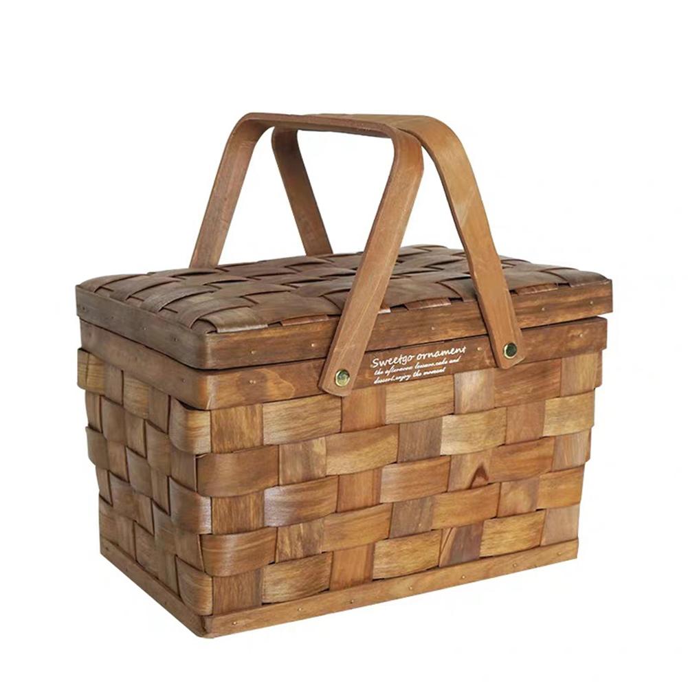 Portable Wooden Storage Box With Lid Hand-woven Je... – Grandado