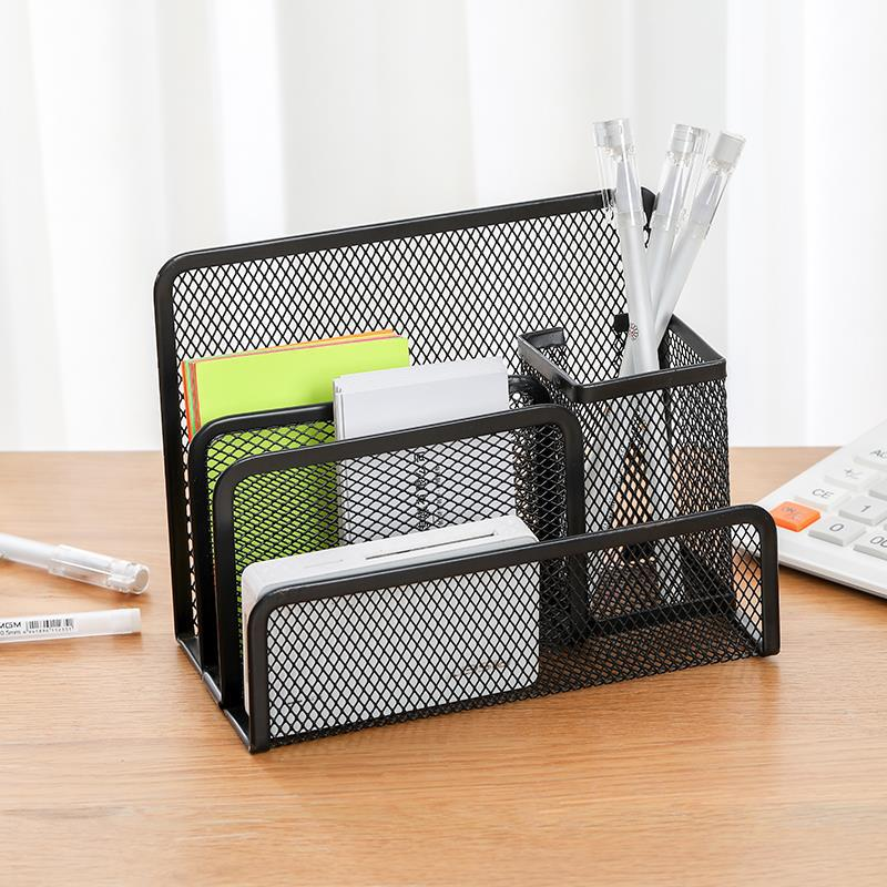 Black Metal Mesh Desk Organizer Desktop Letter Sor... – Grandado