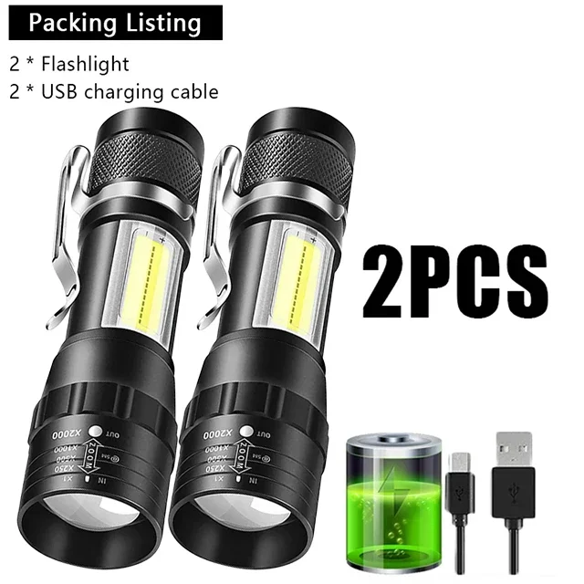 COB+XPE Mini Portable Flashlight Zoomable Small To... – Grandado