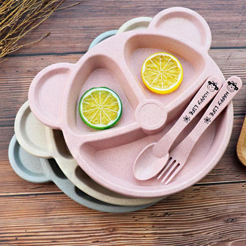 Pink Cute Blue Toddler Tableware Wheat Modern Chil... – Grandado