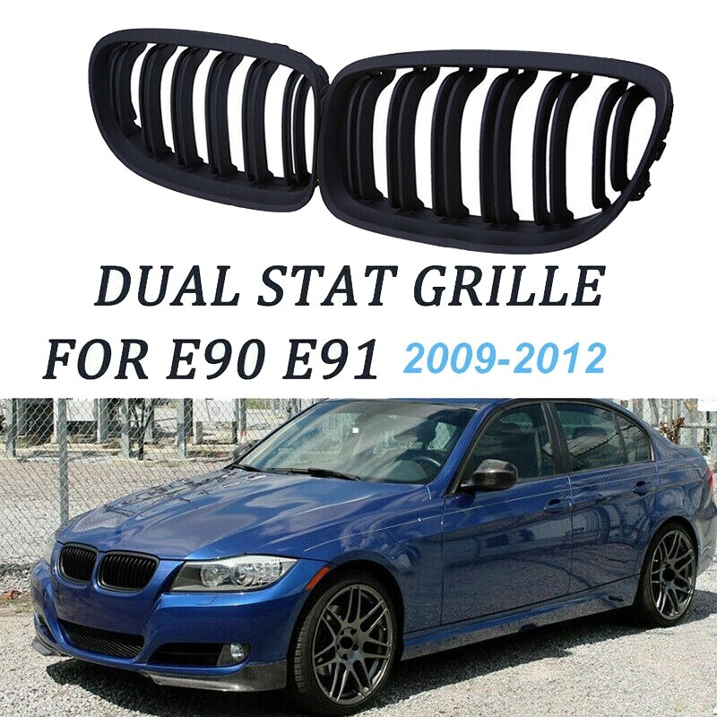 Car Matte Black Double Slat Front Kidney Grille Gr... – Grandado