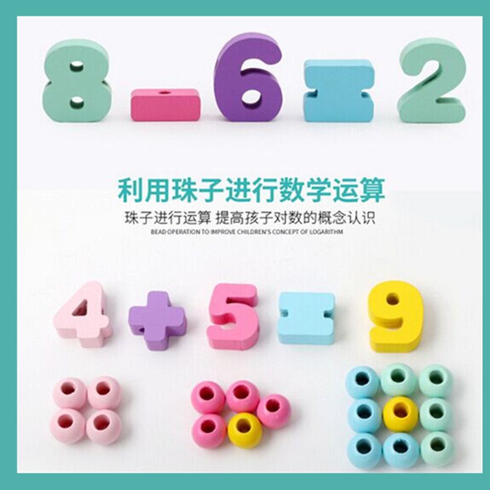 33Pcs/Lot Wooden Toys Number Recognize Beads Strin... – Grandado