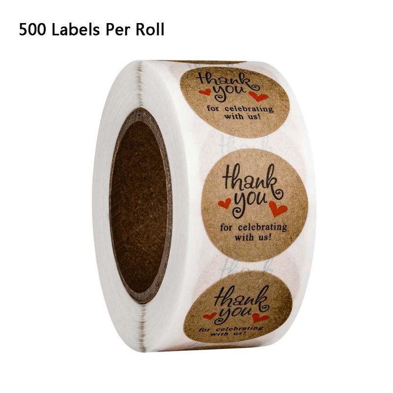 500Pcs/Roll Dank U Voor Vieren Met Ons Kraft Stick... – Vicedeal
