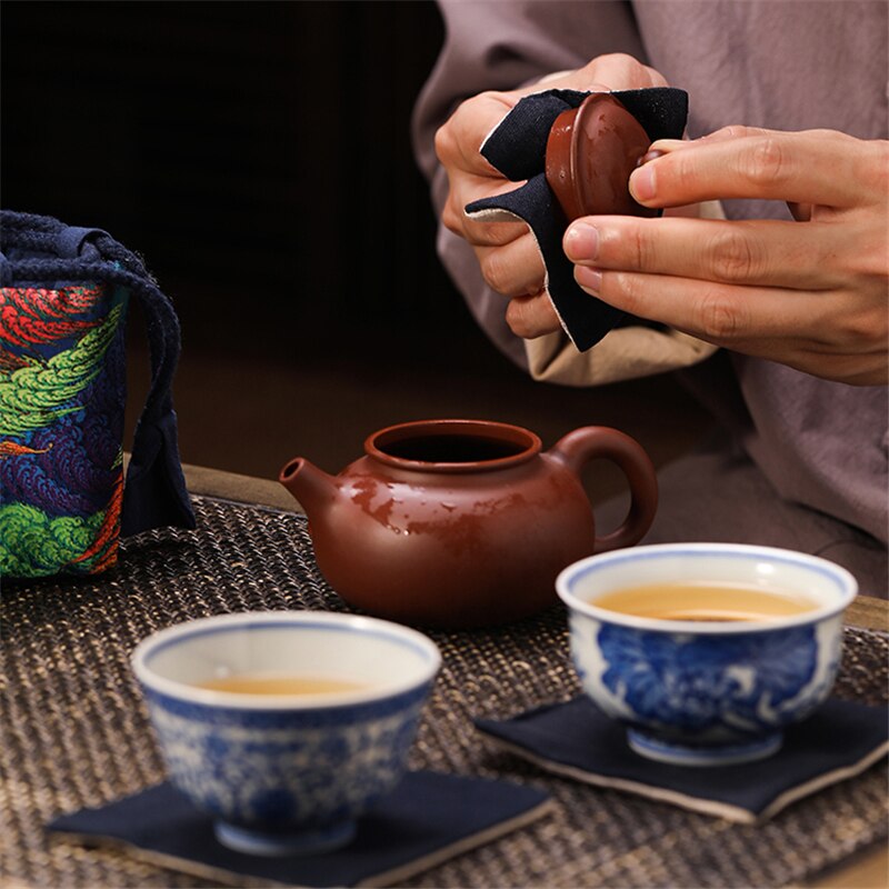 Thickened woven cotton satin teacup bag Chinese Ha... – Grandado