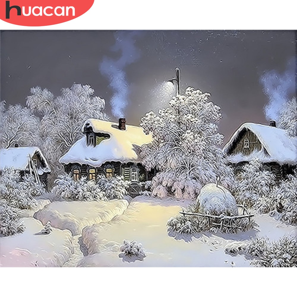 HUACAN DIY Pictures By Numbers Winter Scenery Kits... – Grandado