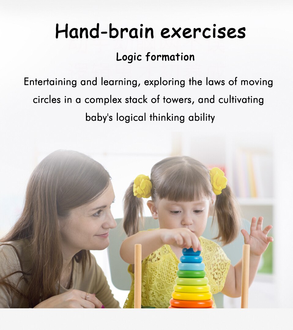 Tower Kids Educational Toys Wooden Puzzle Stacking... – Grandado