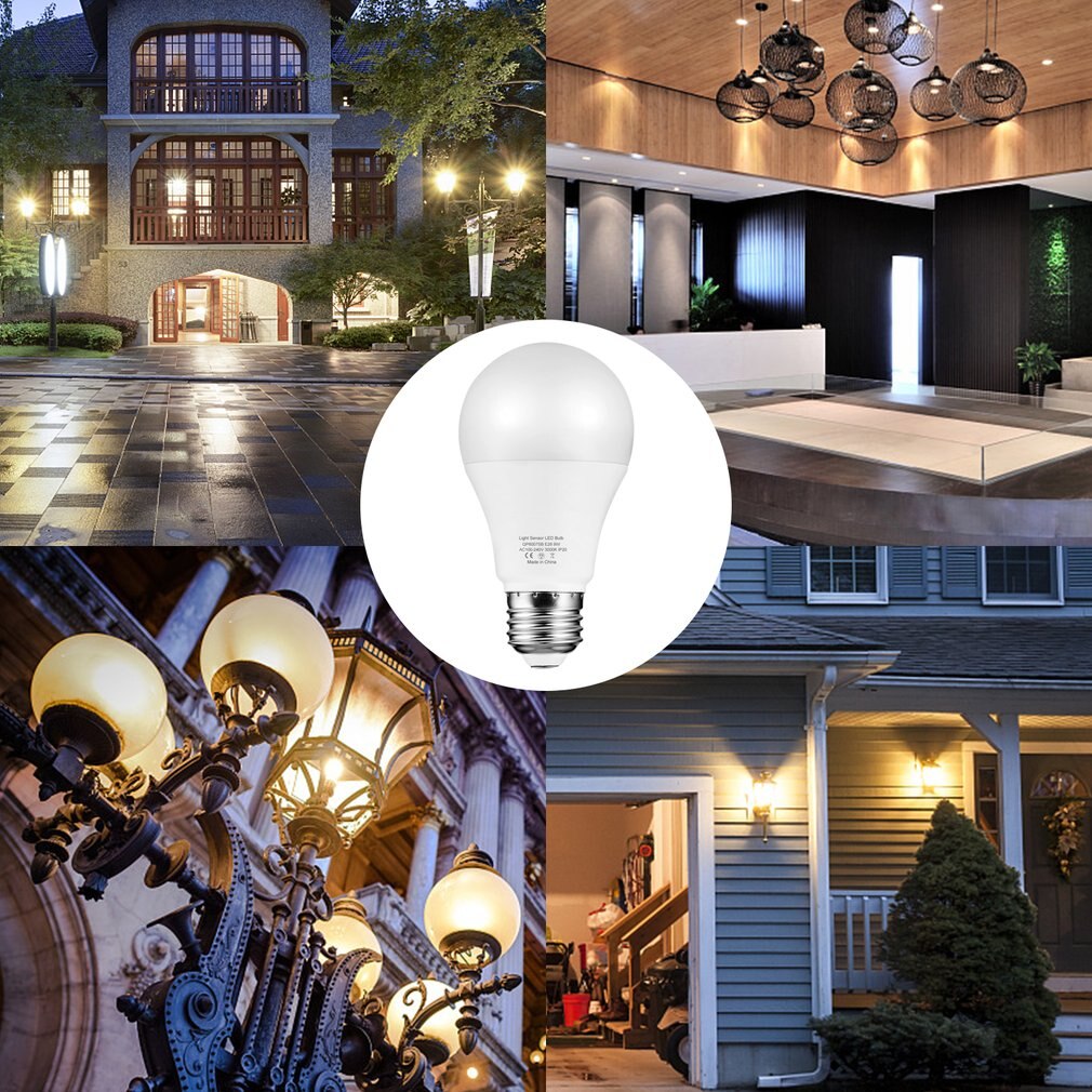9W E26 Intelligent Light Sensor Led Bulb 3000K Wit... – Grandado
