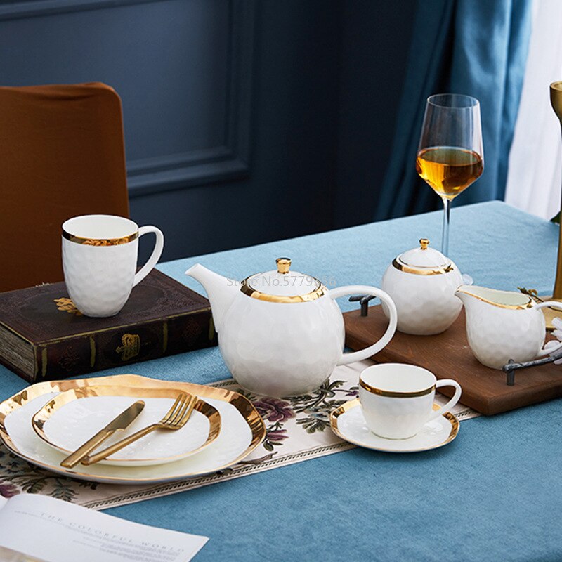 White Porcelain Set Spaghetti Steakhand Embossed D... – Grandado