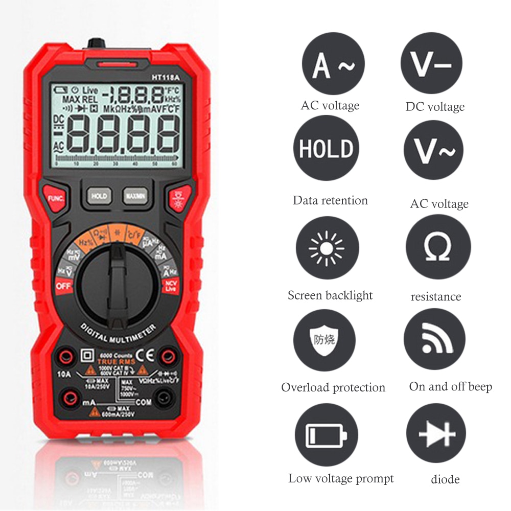 HT118 Digital Multimeter 6000 Count High-precision... – Grandado