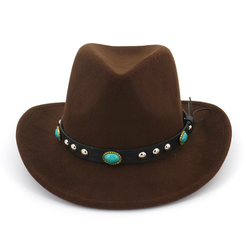 HOAREE Western Cowboy Hat Women Men Burgundy Wool ... – Vicedeal