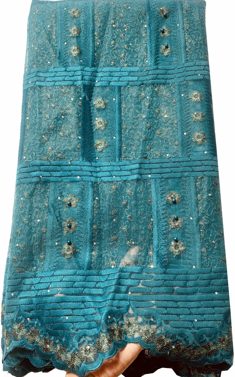 Perzik Nigeriaanse Kant Stoffen 2022 Met Stenen Af... – Grandado