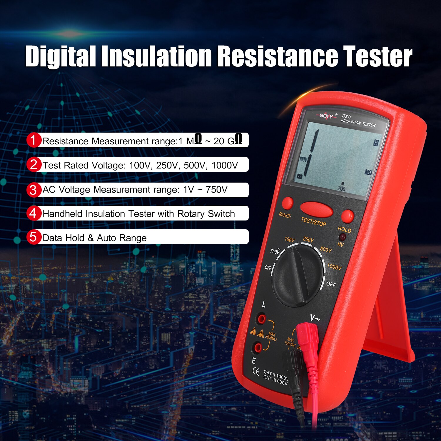 Insulation Resistance Meter Digital Megger Ohmmete... – Grandado