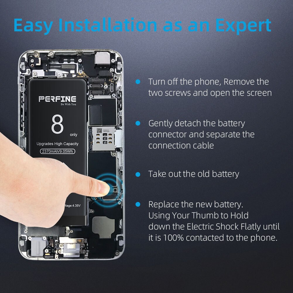 Perfine i8 Battery 2370mAh 0 cycle Li-Polymer Buil... – Grandado