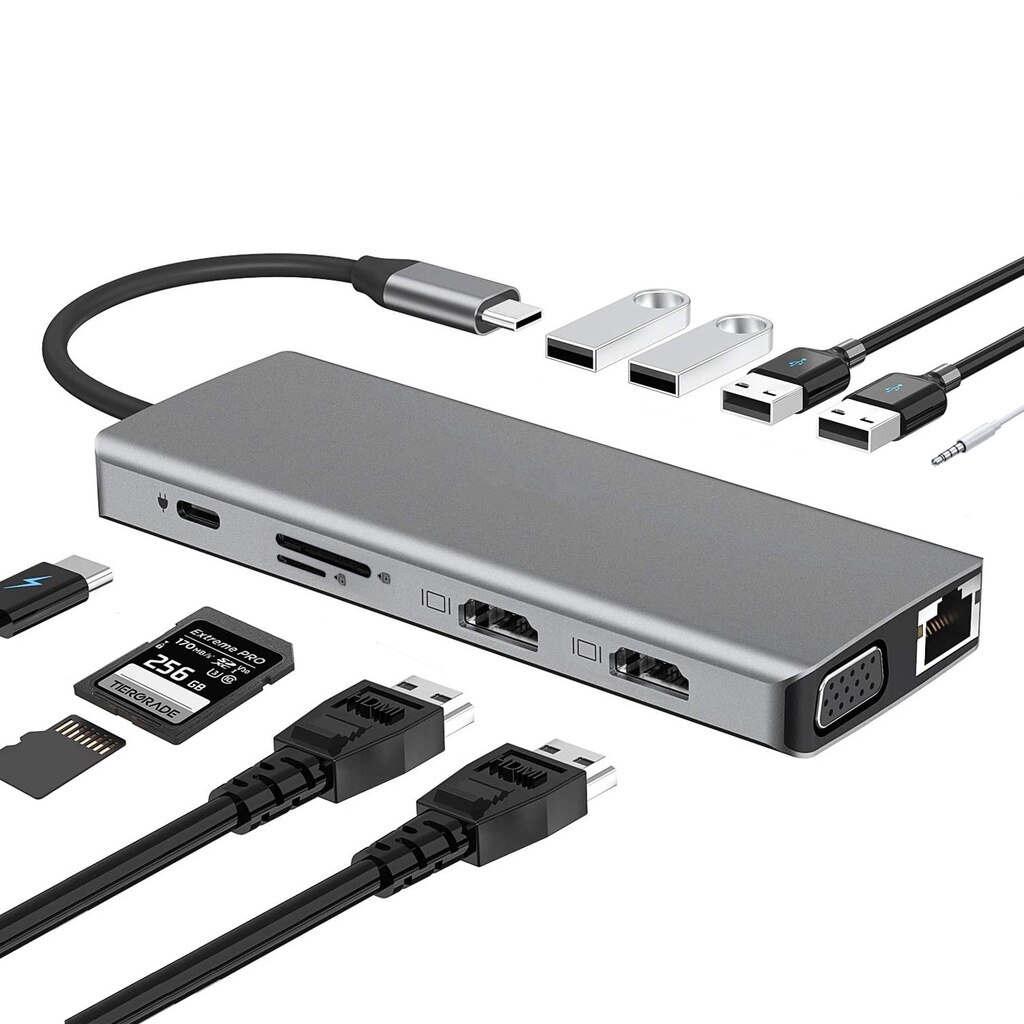 12in1 USB-C Docking Station Type-c HUB Dual HDMI V... – Grandado