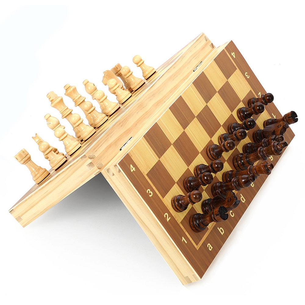 Wood Chess Set Wood Folding Magnetics Log Chess Wo... – Grandado