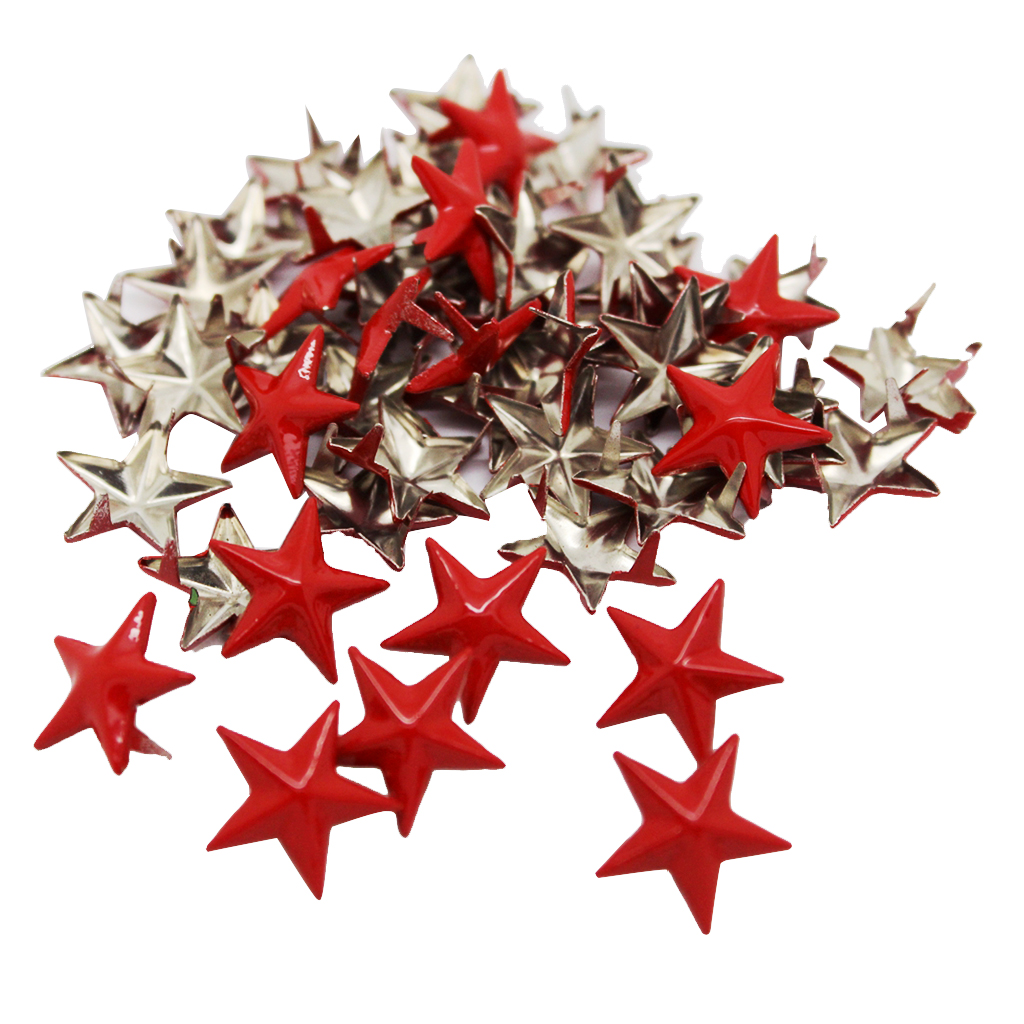 50Pcs Red Metal Star Rivets Studs Fasteners Sewing... – Grandado