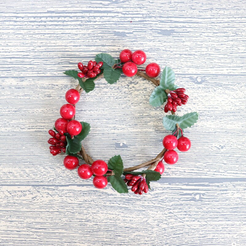 Red Fruit Berry Candle Ring Christmas Wreath Garla... – Grandado