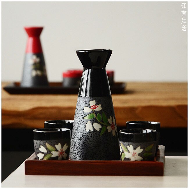Japanse handgeschilderde witte wijn pot cup cherry... – Vicedeal