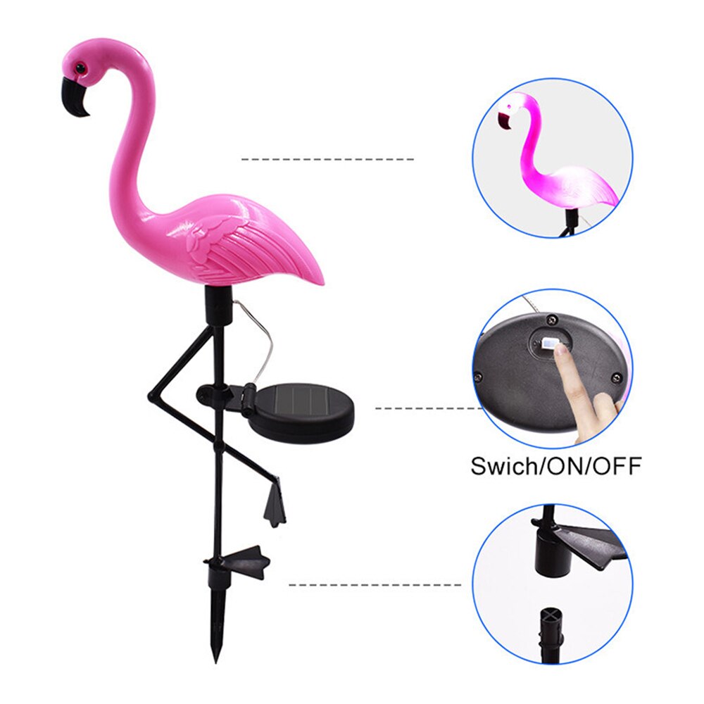 Solar Power Garden Light Beautiful Pink Flamingo L... – Grandado