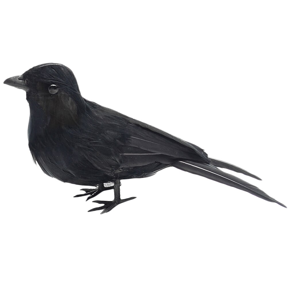 Synthetic Bird Sculpture Realistic Raven Crows Gar... – Vicedeal
