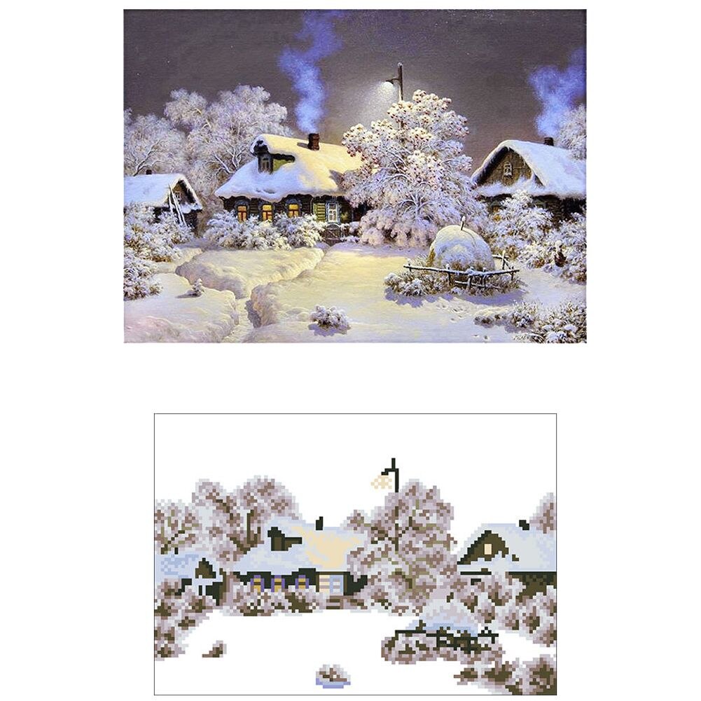 DIY 5D Diamond Embroider Snow hut House Round Diam... – Grandado