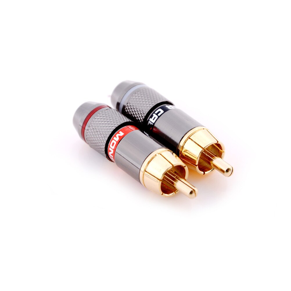4pcs/lot gold plating RCA connector RCA male plug support 6mm cable ...