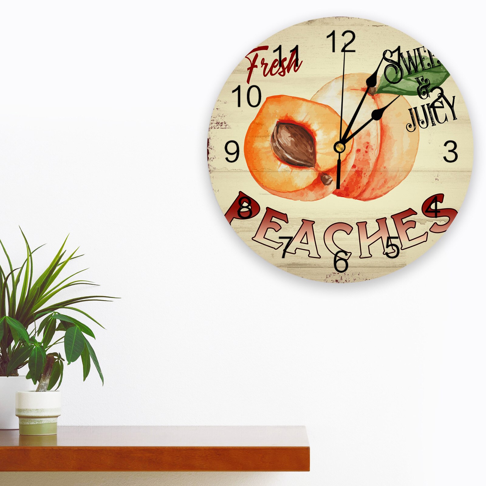 Peach Wood Grain Retro Wall Clock Home Decor Bedro... – Grandado