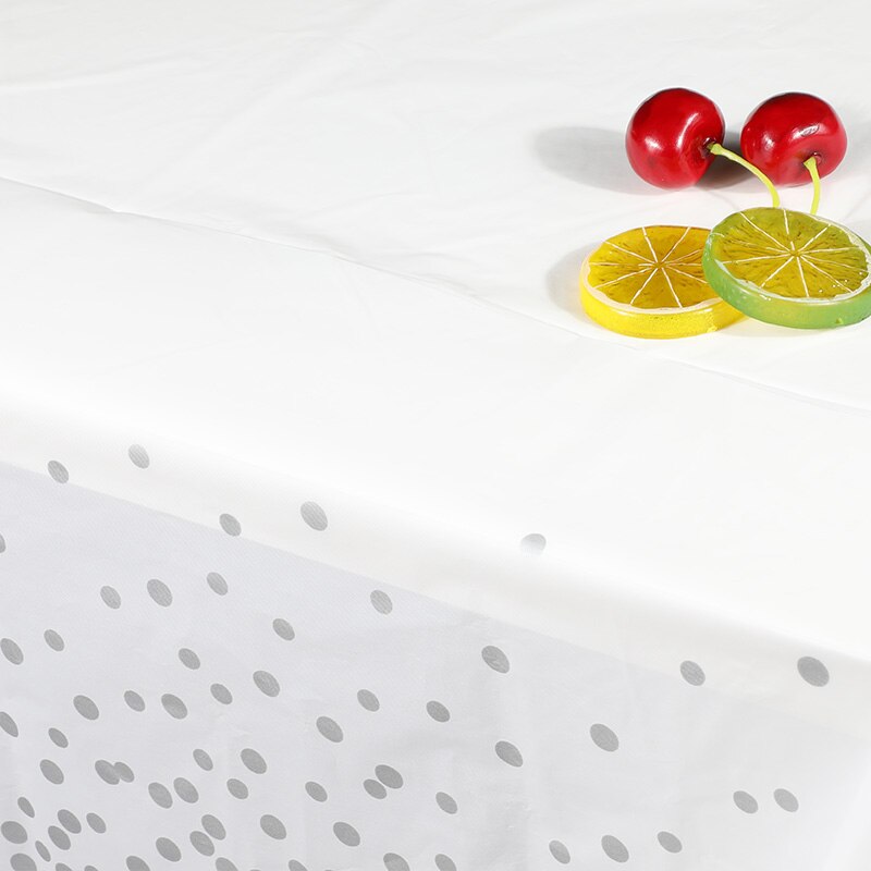 D&Z PE Disposable Tablecloth Silver Dot Wedding Pa... – Grandado