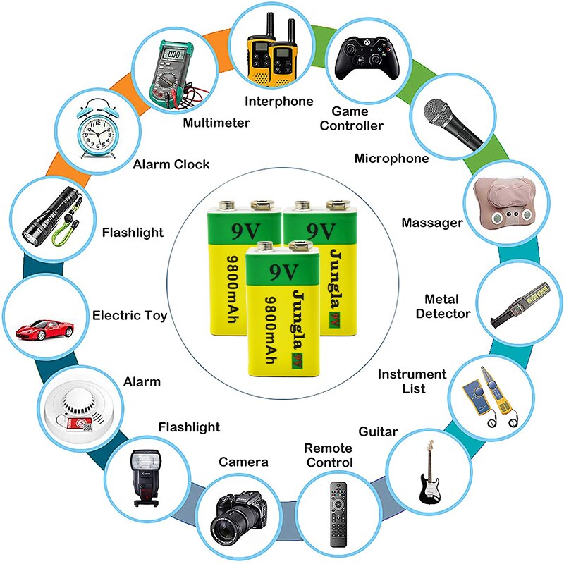 2022 9800mAh micro USB 9 Volt li-ion Rechargeable ... – Grandado