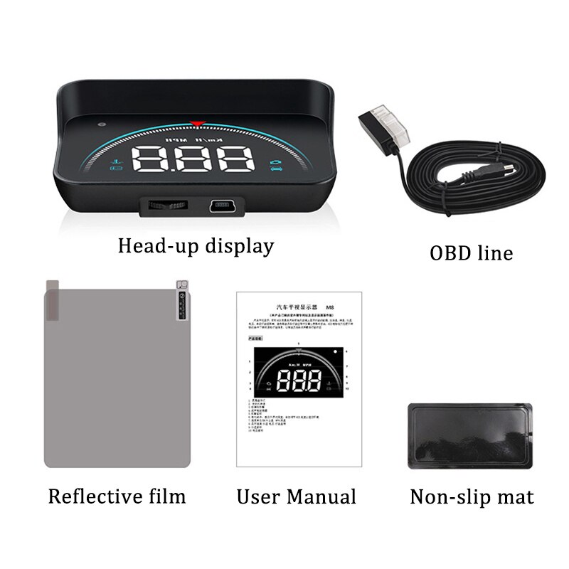 M8 Hud Head-Up Display Auto OBD2 Ii Overspeed Alar... – Grandado